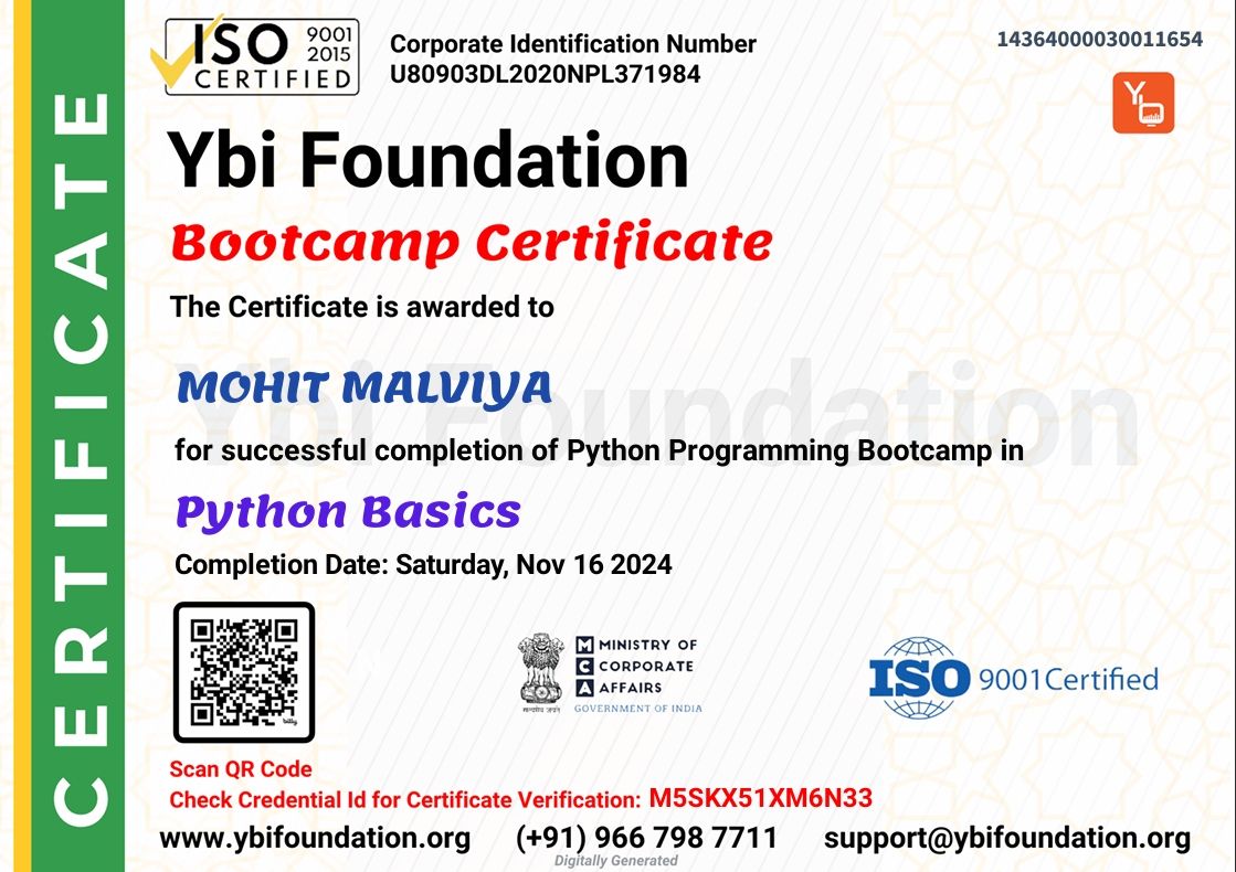 #python #programming #continuouslearning #ybifoundation | Mohit Malviya #python #programming #continuouslearning #ybifoundation | Mohit Malviya