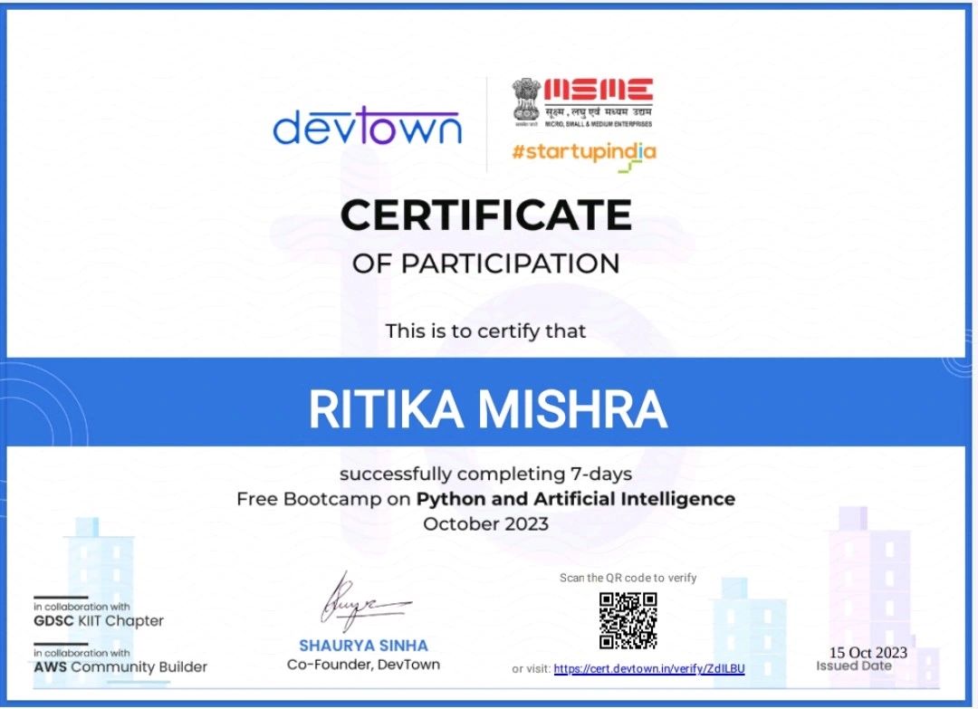Ritika Mishra on LinkedIn: #devtown #python #ai Ritika Mishra on LinkedIn: #devtown #python #ai
