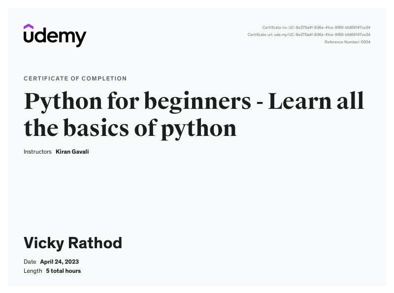 Vicky Rathod on LinkedIn: #python #udemy #programming #skilldevelopment ... Vicky Rathod on LinkedIn: #python #udemy #programming #skilldevelopment ...