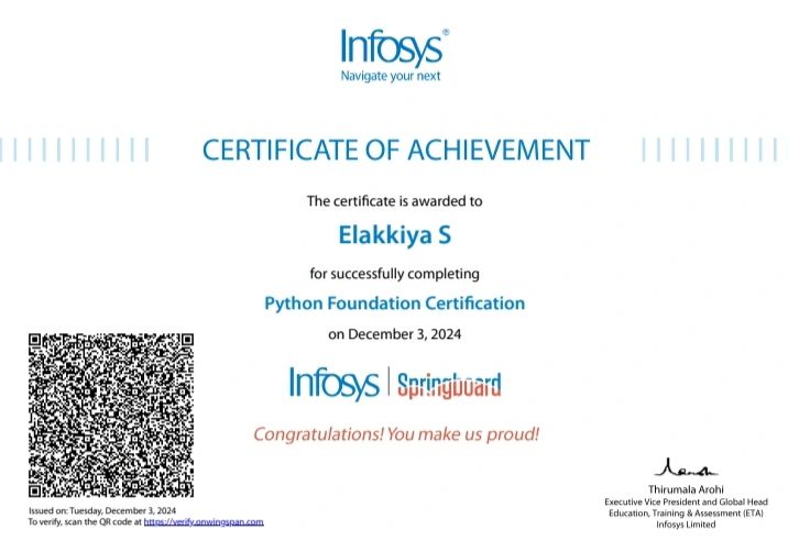 Elakkiya S on LinkedIn: #pythoncertification #professionaldevelopment # ... Elakkiya S on LinkedIn: #pythoncertification #professionaldevelopment # ...