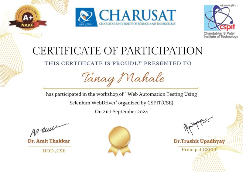 Tanay Mahale on LinkedIn: #dharasolanki #webautomation #selenium # ... Tanay Mahale on LinkedIn: #dharasolanki #webautomation #selenium # ...