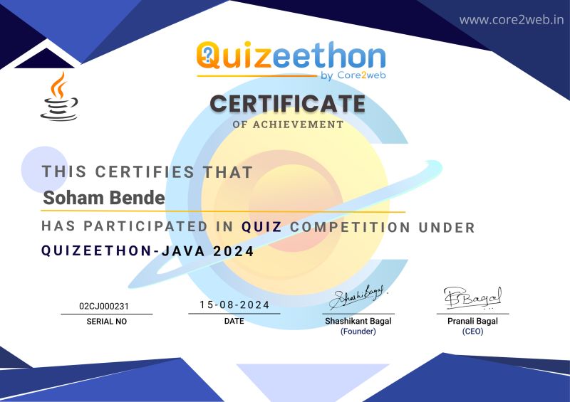 Soham Bende on LinkedIn: #quizeethon #java #programming | 10 comments Soham Bende on LinkedIn: #quizeethon #java #programming | 10 comments