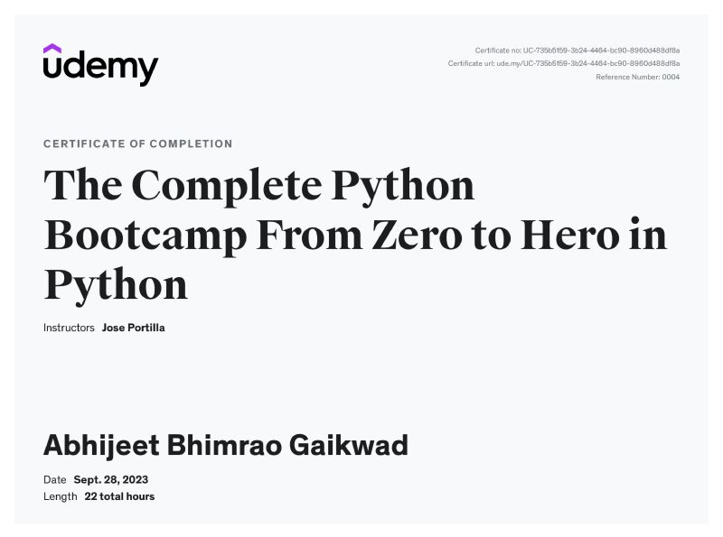 Abhijeet Bhimrao Gaikwad on LinkedIn: #udemy #python #programminglanguage Abhijeet Bhimrao Gaikwad on LinkedIn: #udemy #python #programminglanguage