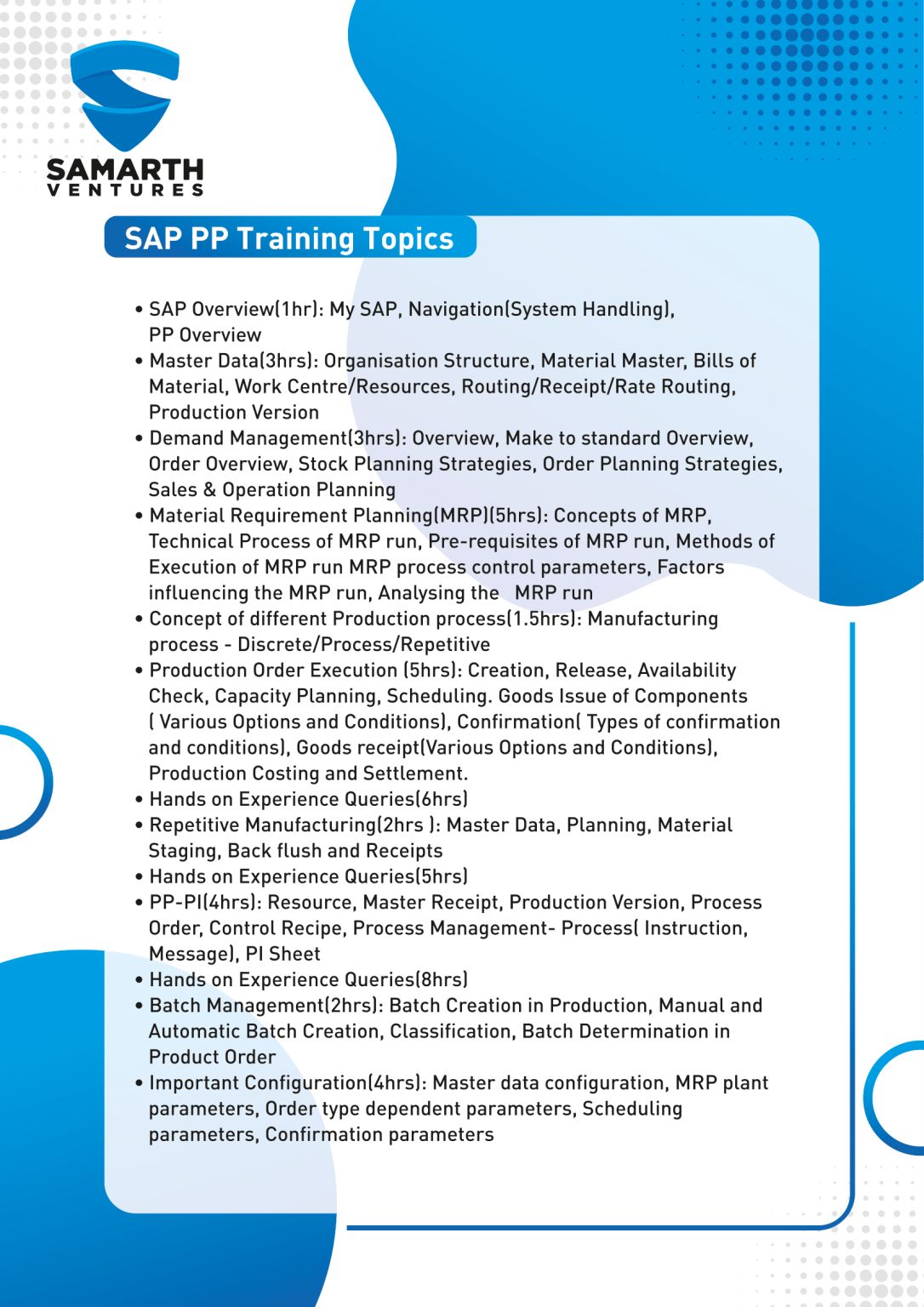 Samarth Ventures on LinkedIn: #sap #pp #sappp #saptraining #onlinetraining Samarth Ventures on LinkedIn: #sap #pp #sappp #saptraining #onlinetraining