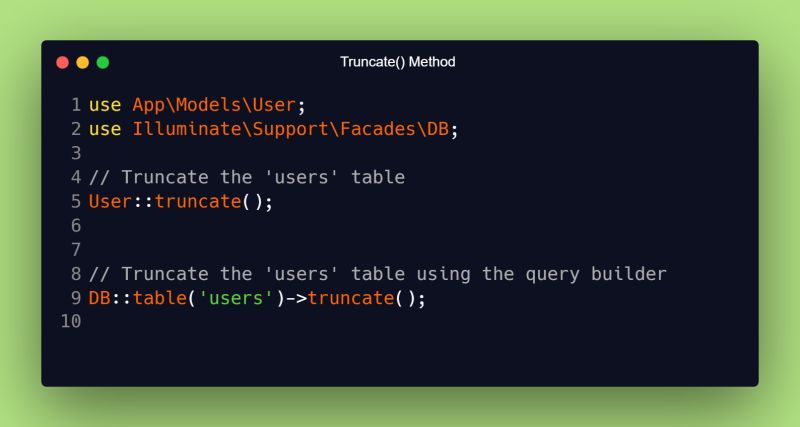 Learn about truncate() method in Laravel | Talha Khan posted on the ... Learn about truncate() method in Laravel | Talha Khan posted on the ...