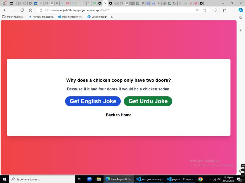 Saim Raza on LinkedIn: #30daysofcode #day07 #randomjokegenerator # ... Saim Raza on LinkedIn: #30daysofcode #day07 #randomjokegenerator # ...