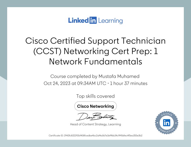 Mustafa Muhamed on LinkedIn: Certificate of Completion Mustafa Muhamed on LinkedIn: Certificate of Completion