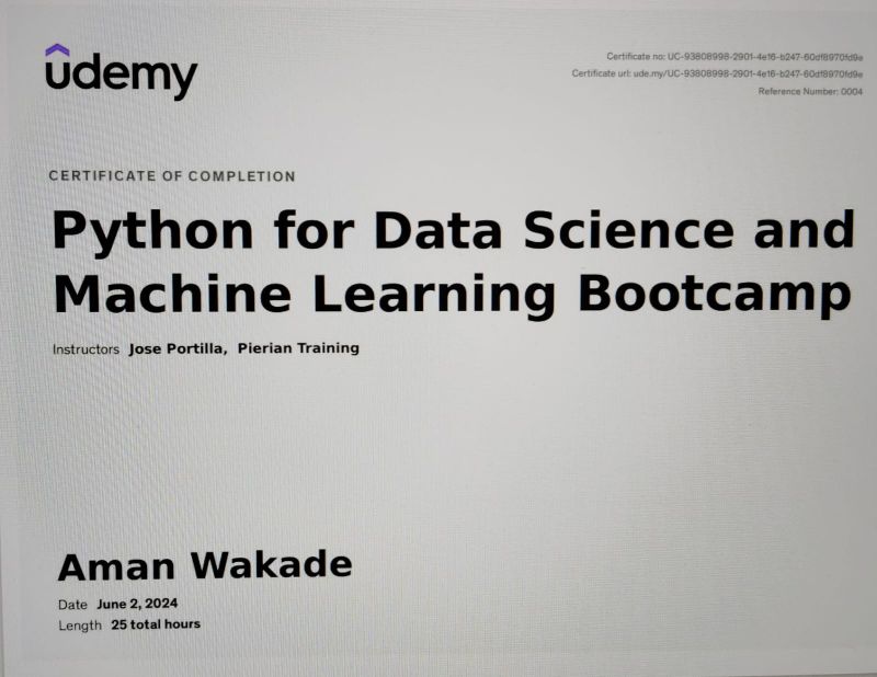 aman wakade on LinkedIn: 🎓 Completed Python for Data Science and ... aman wakade on LinkedIn: 🎓 Completed Python for Data Science and ...