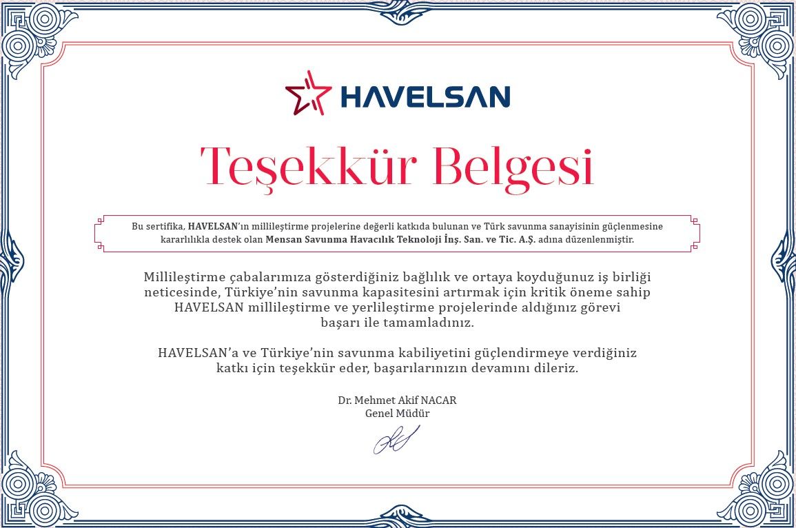 MENSAN SAVUNMA HAVACILIK TEKNOLOJİ İNŞ SAN VE TİC AŞ posted on LinkedIn MENSAN SAVUNMA HAVACILIK TEKNOLOJİ İNŞ SAN VE TİC AŞ posted on LinkedIn