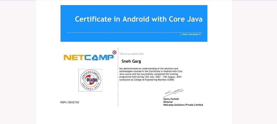 Sneh Garg on LinkedIn: #android #internship #java #webdevelopment Sneh Garg on LinkedIn: #android #internship #java #webdevelopment