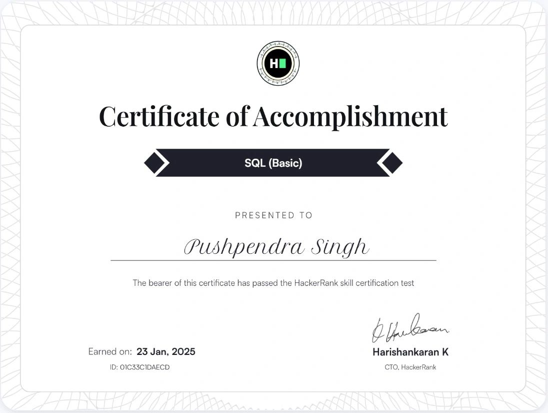 #hackerrank #sql #dataanalysis #certificate #learningjourney ... #hackerrank #sql #dataanalysis #certificate #learningjourney ...