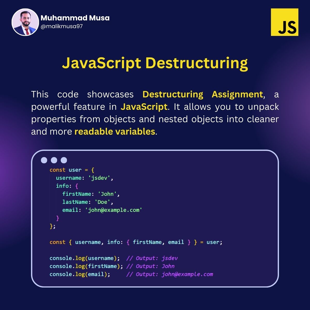 #reactjs #nodejs #javascript #destructuring #nestedobjects #webdev ... #reactjs #nodejs #javascript #destructuring #nestedobjects #webdev ...