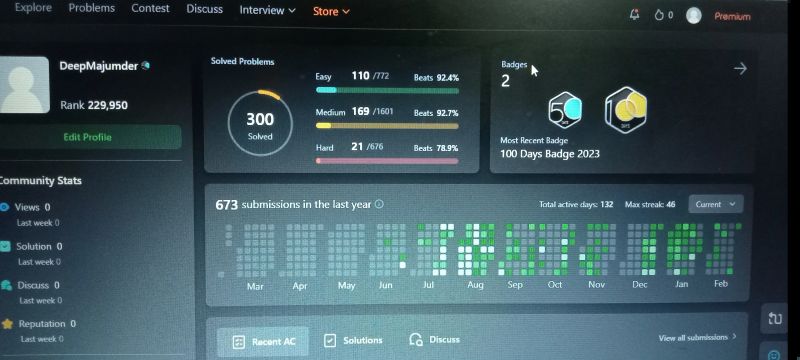 Finally completed 300 questions on leetcode . Special thanks to Raghav ... Finally completed 300 questions on leetcode . Special thanks to Raghav ...