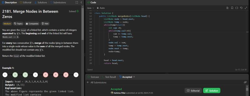 LeetCode challenge: Merge list nodes | Ashima Pillai posted on the ... LeetCode challenge: Merge list nodes | Ashima Pillai posted on the ...