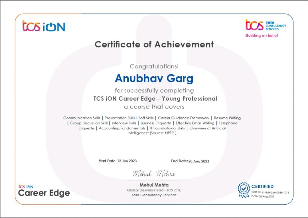 Anubhav Garg on LinkedIn: #certification #professionaldevelopment # ... Anubhav Garg on LinkedIn: #certification #professionaldevelopment # ...