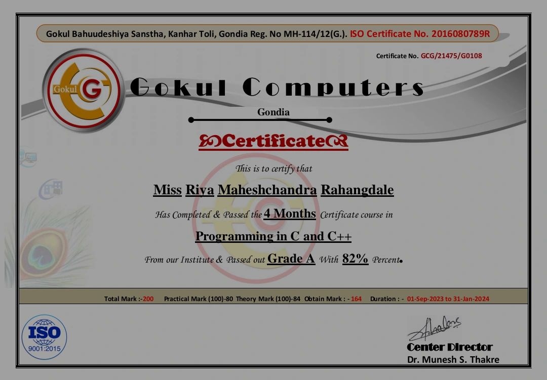 Riya Rahangdale on LinkedIn: #programmingcertification #cplusplus # ... Riya Rahangdale on LinkedIn: #programmingcertification #cplusplus # ...