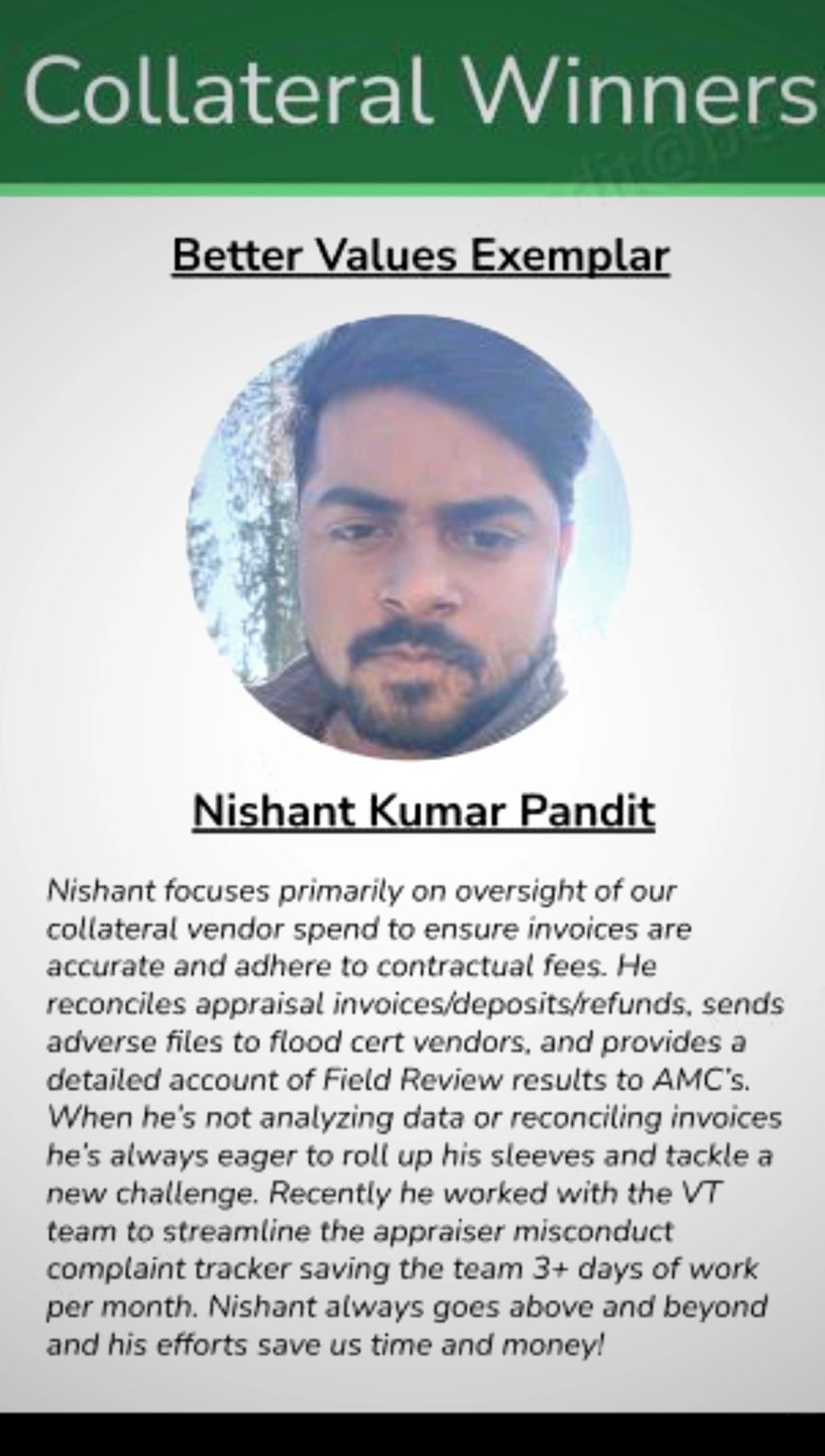 Recently got recognised for my work in an Operations all hands meeting ... Recently got recognised for my work in an Operations all hands meeting ...