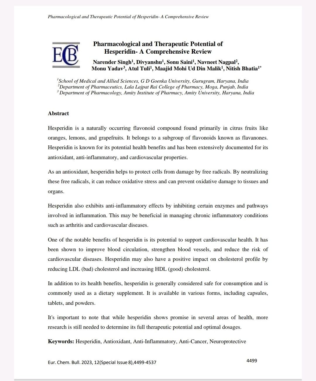 our new review article published in European chemical bulletin. Title ... our new review article published in European chemical bulletin. Title ...