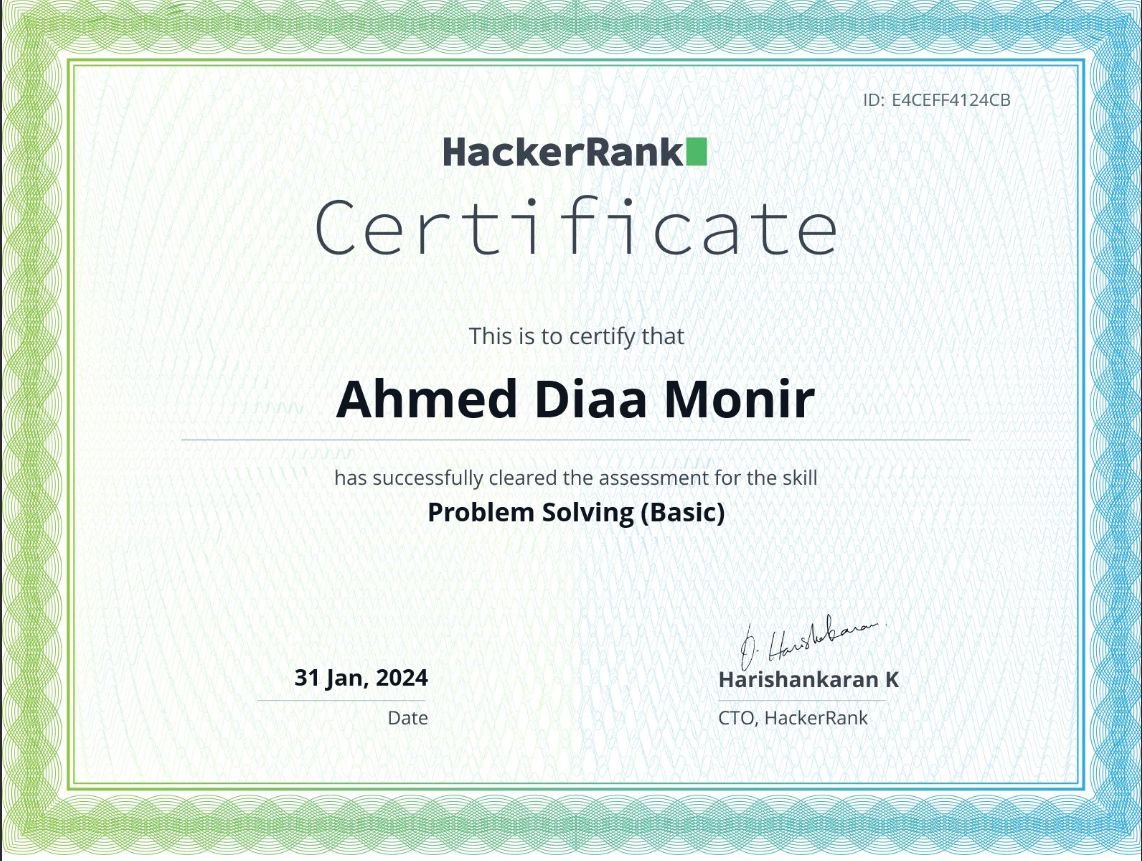 Ahmed Diaa Monir on LinkedIn: #hackerrank #coding Ahmed Diaa Monir on LinkedIn: #hackerrank #coding