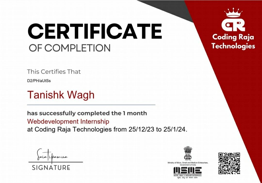 Tanishk Wagh on LinkedIn: #webdevelopmentinternship #coding # ... Tanishk Wagh on LinkedIn: #webdevelopmentinternship #coding # ...