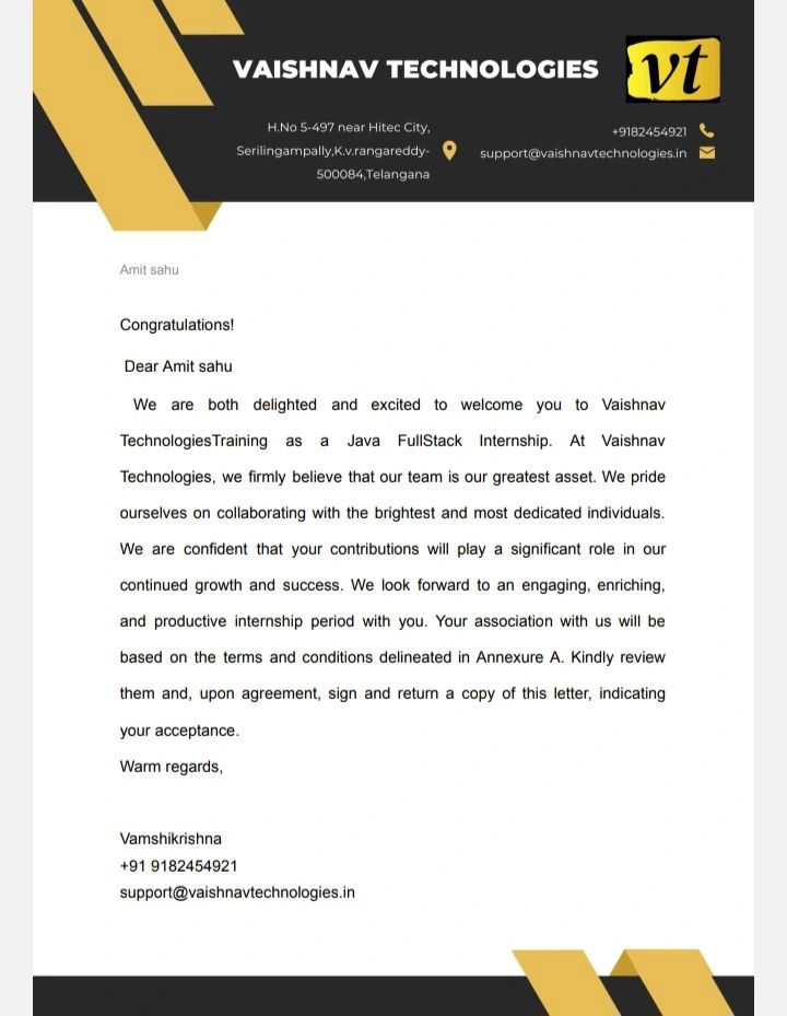 Amit Sahu on LinkedIn: #java #fullstack #internship #vishnavtechnology ... Amit Sahu on LinkedIn: #java #fullstack #internship #vishnavtechnology ...