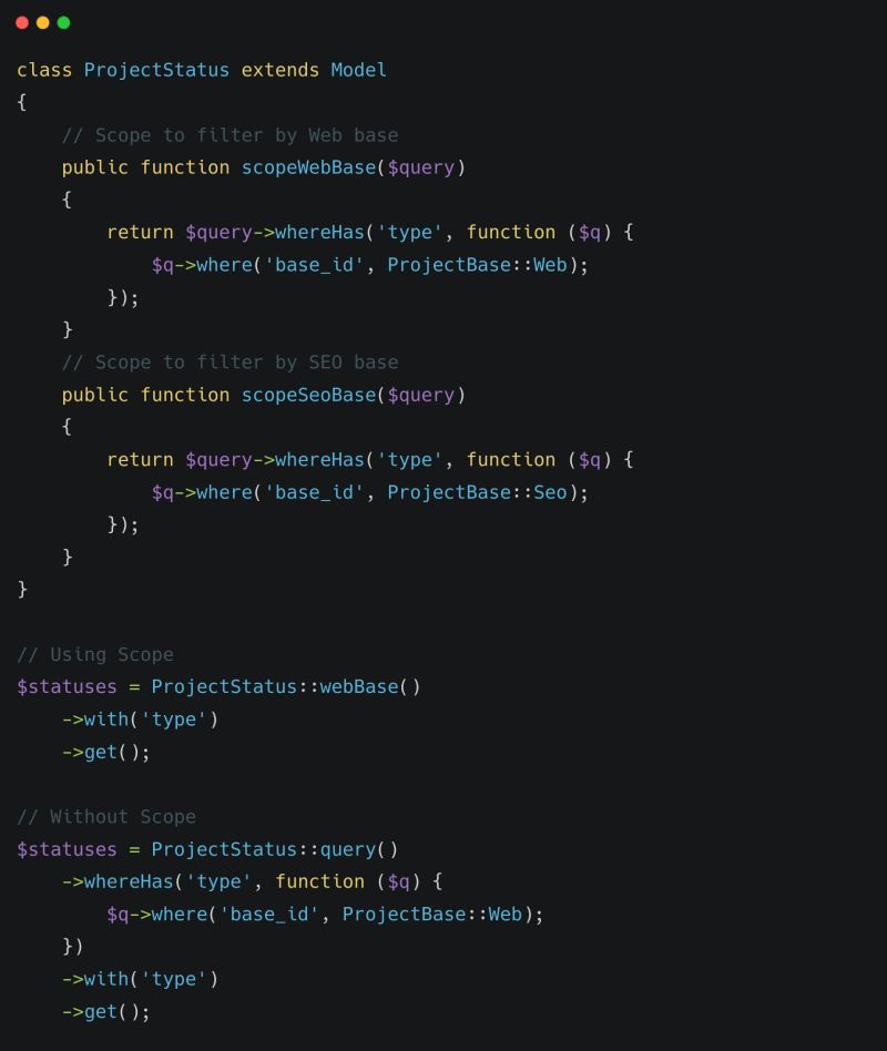 How to use Eloquent Scopes in Laravel | Ali Mousavi posted on the topic ... How to use Eloquent Scopes in Laravel | Ali Mousavi posted on the topic ...