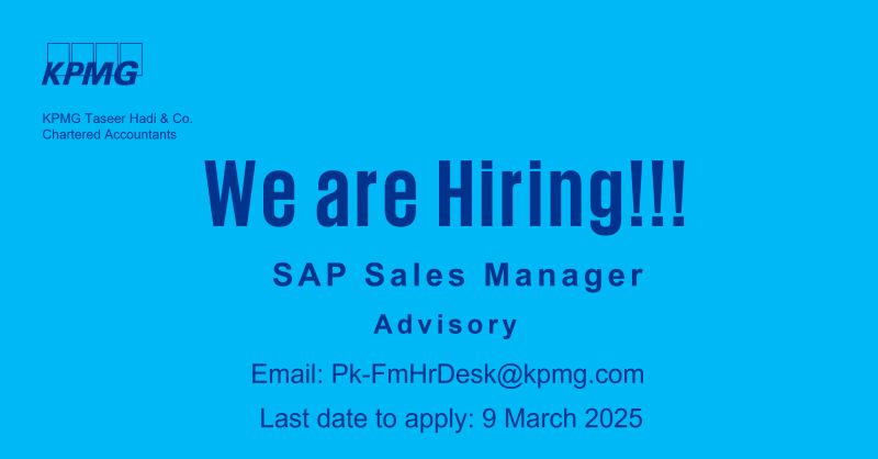 #kpmginpakistan #sapsalesmanager #sap #consultant #pakistan #jobs #kpmg ... #kpmginpakistan #sapsalesmanager #sap #consultant #pakistan #jobs #kpmg ...