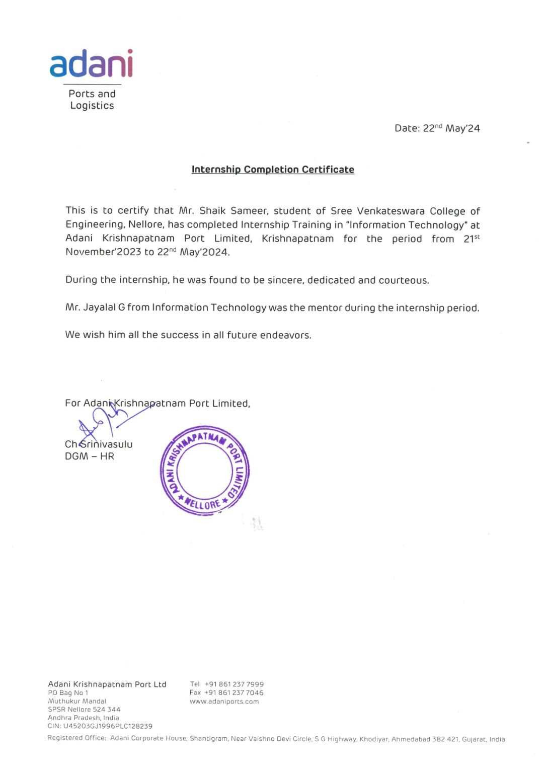 Sameer Shaik on LinkedIn: Certificate of Internship Completion in ... Sameer Shaik on LinkedIn: Certificate of Internship Completion in ...