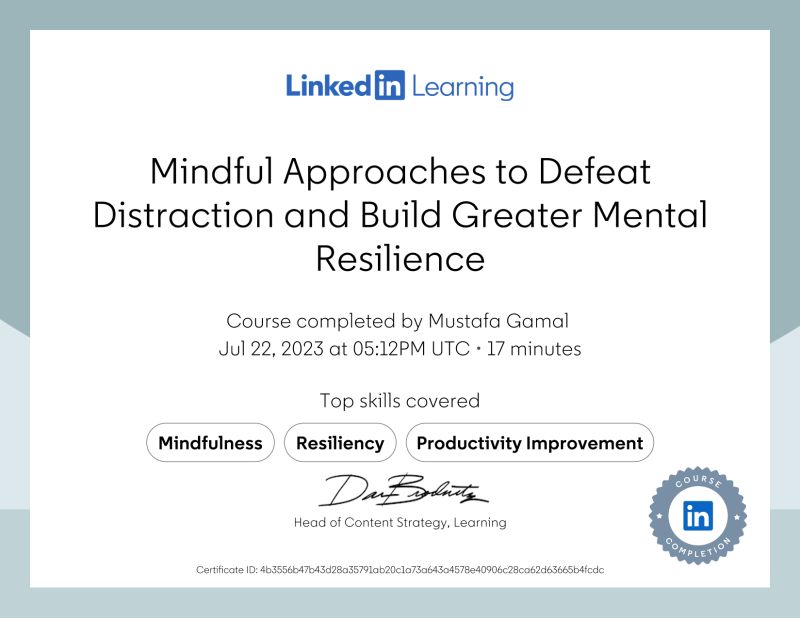 Mustafa Gamal on LinkedIn: Certificate of Completion Mustafa Gamal on LinkedIn: Certificate of Completion