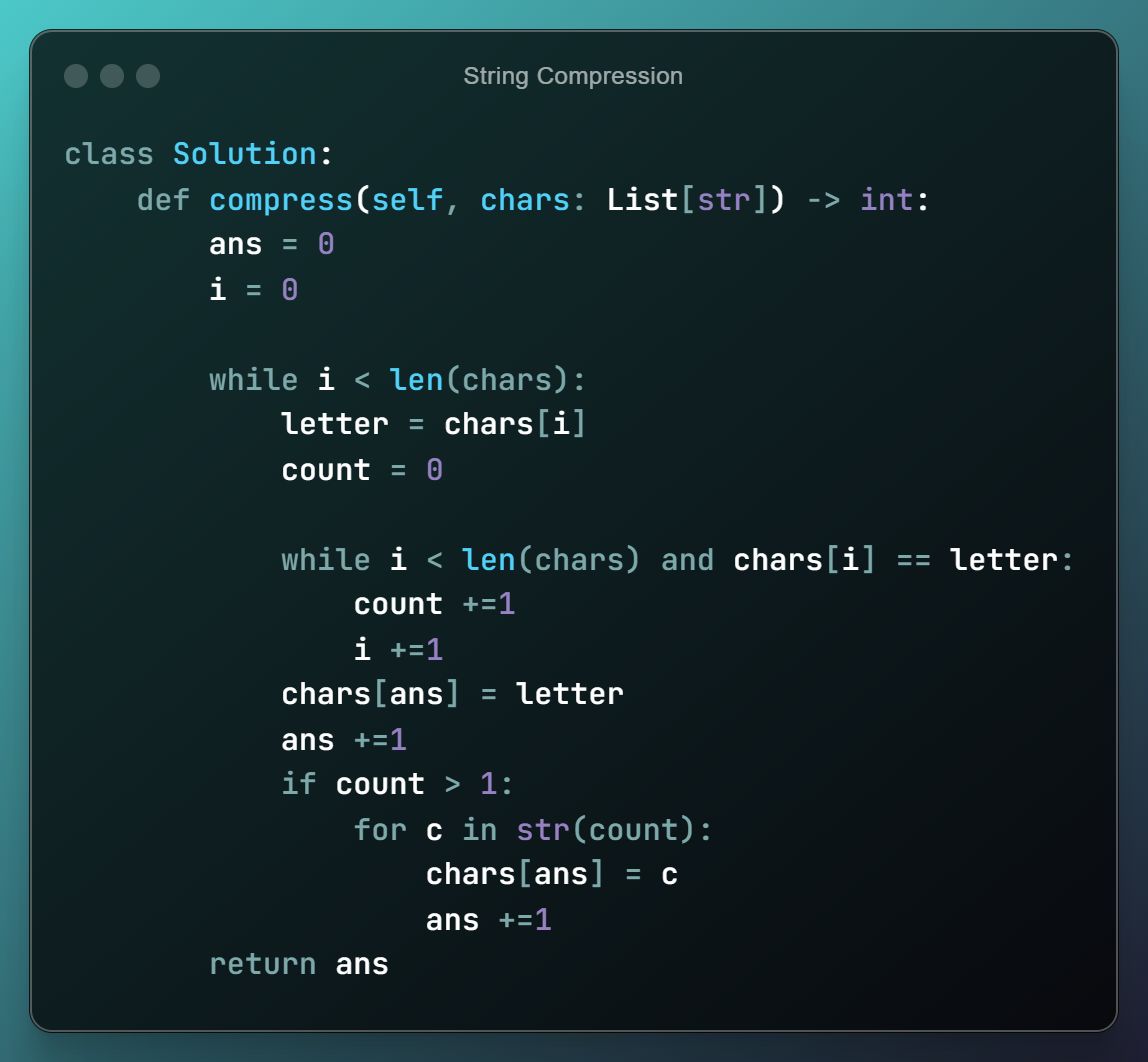 Mayur Gajbhiye on LinkedIn: š“String Compression- Leetcode 443- Python š“ Mayur Gajbhiye on LinkedIn: š“String Compression- Leetcode 443- Python š“