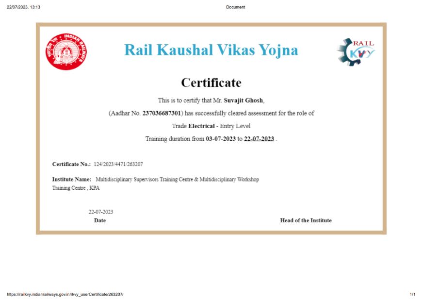 Suvajit Ghosh on LinkedIn: #rkvy #railkaushalvikasyojna Suvajit Ghosh on LinkedIn: #rkvy #railkaushalvikasyojna