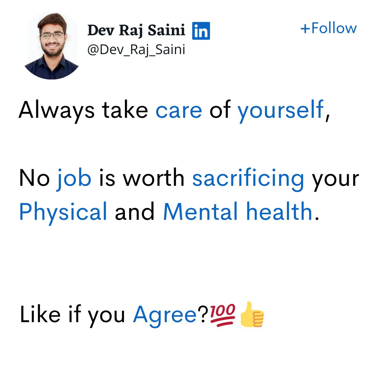 Dev Raj Saini on LinkedIn: #care #physical #mental #jobs #sacrificing # ... Dev Raj Saini on LinkedIn: #care #physical #mental #jobs #sacrificing # ...