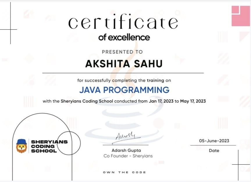 Akshita Sahu on LinkedIn: #java #sheriyanscodingschool #growth # ... Akshita Sahu on LinkedIn: #java #sheriyanscodingschool #growth # ...