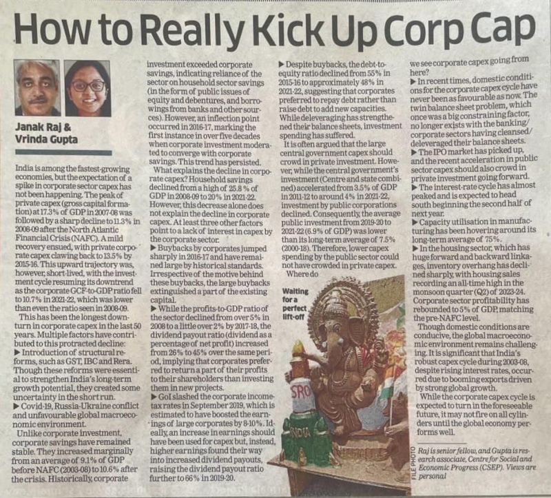 The Economic Times: Corporate investment in India | Vrinda Gupta posted ... The Economic Times: Corporate investment in India | Vrinda Gupta posted ...