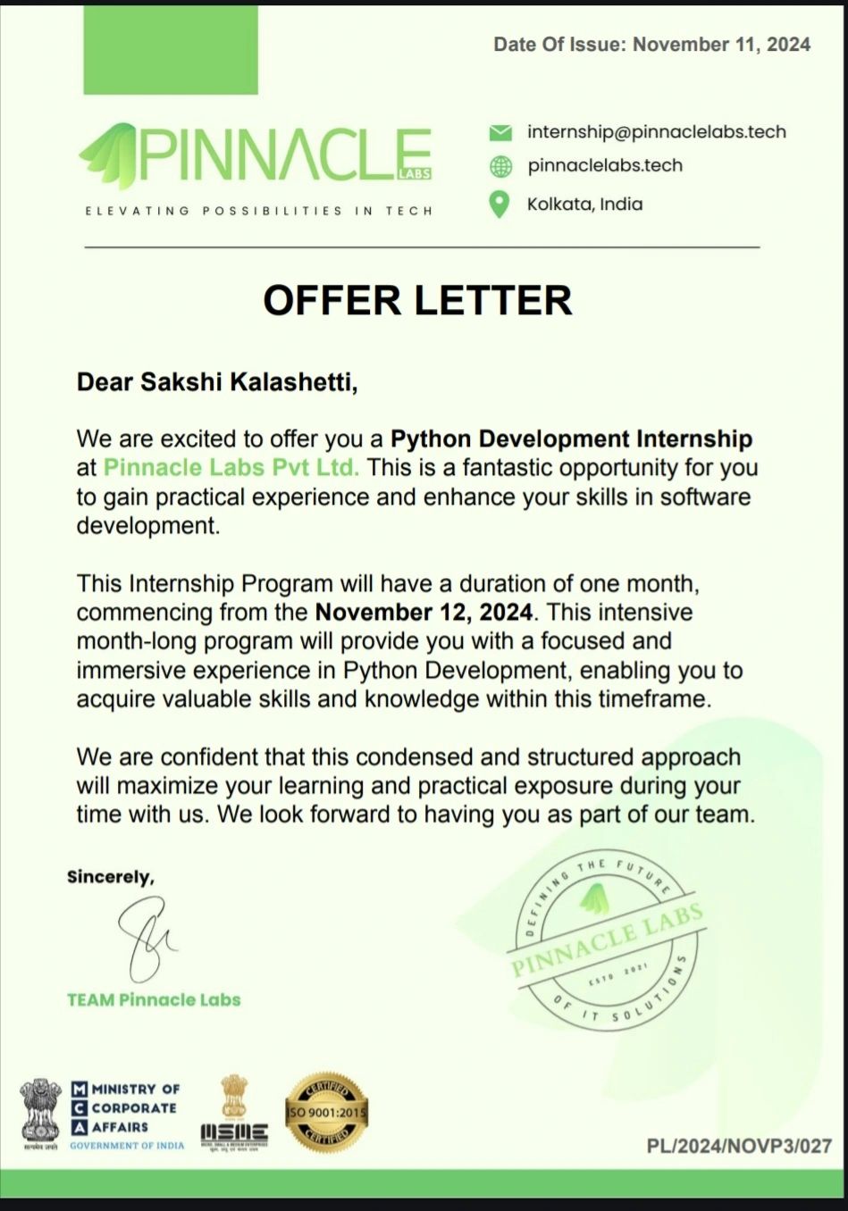 Sakshi Kalashetti on LinkedIn: #pinnaclelabs #internship2024 Sakshi Kalashetti on LinkedIn: #pinnaclelabs #internship2024