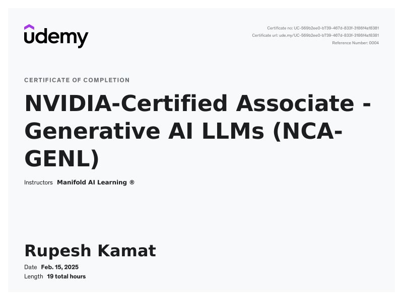 Happy to Share the Completion of NVIDIA-Certified Associate ... Happy to Share the Completion of NVIDIA-Certified Associate ...