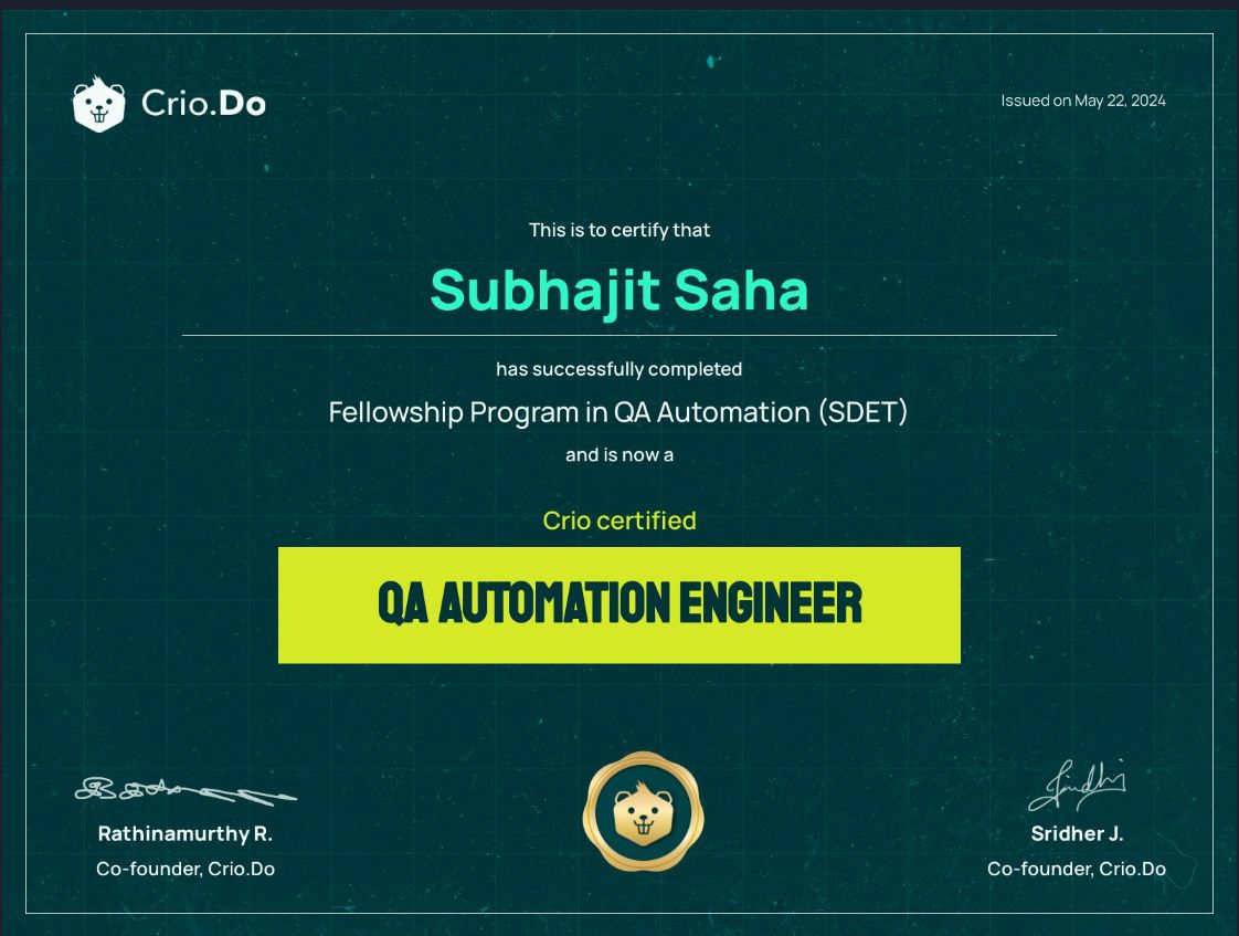 SUBHAJIT SAHA on LinkedIn: #qa #automation | 10 comments SUBHAJIT SAHA on LinkedIn: #qa #automation | 10 comments