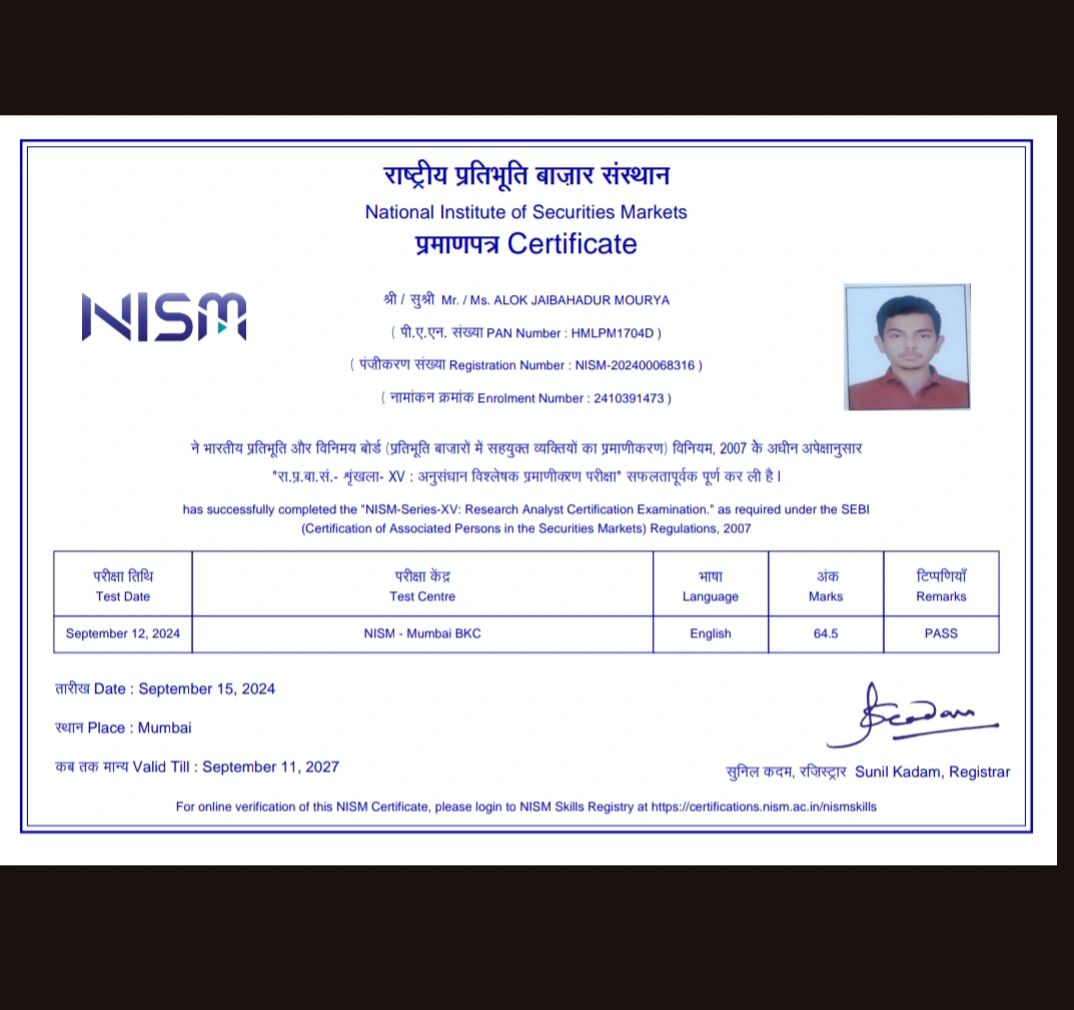 Alok Mourya on LinkedIn: #nism #researchanalyst #equityresearch # ... Alok Mourya on LinkedIn: #nism #researchanalyst #equityresearch # ...