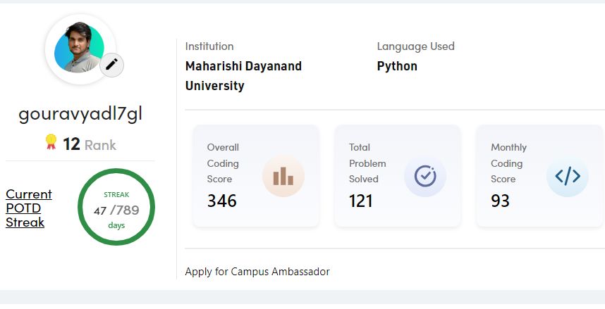 Gourav Yadav on LinkedIn: #100daysofcode #codingchallenge #programming ... Gourav Yadav on LinkedIn: #100daysofcode #codingchallenge #programming ...
