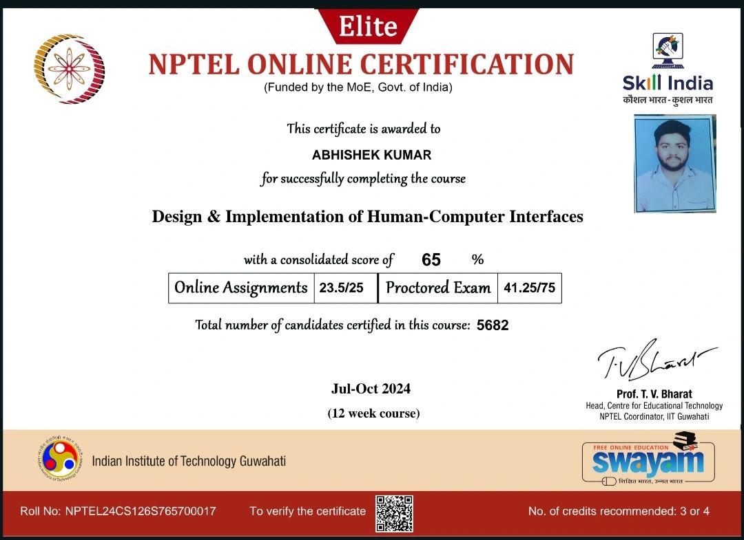 Abhishek kumar. on LinkedIn: #nptel #continuouslearning # ... Abhishek kumar. on LinkedIn: #nptel #continuouslearning # ...