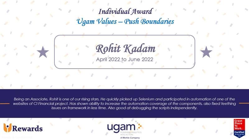 Rohit Kadam on LinkedIn: #rewardsandrecognition #ugam #merkle #work # ... Rohit Kadam on LinkedIn: #rewardsandrecognition #ugam #merkle #work # ...