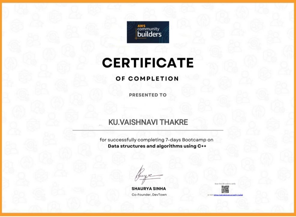 Vaishnavi Thakre on LinkedIn: #devtown #datastructures #algorithms # ... Vaishnavi Thakre on LinkedIn: #devtown #datastructures #algorithms # ...