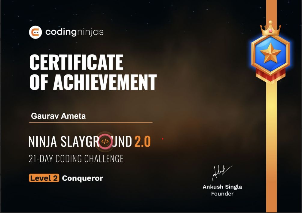 Gaurav Ameta on LinkedIn: #ninjaslayground #codingninjas #programming # ... Gaurav Ameta on LinkedIn: #ninjaslayground #codingninjas #programming # ...