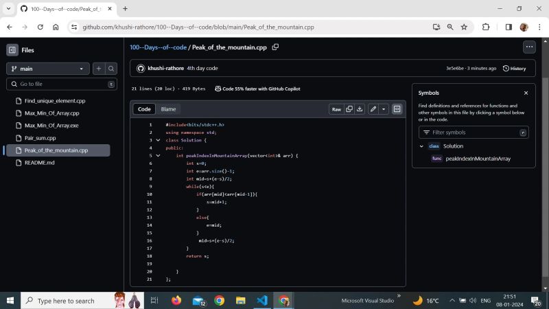 Day 4 of 100Days of Code: Solving a Mountain Array Problem | Khushi ... Day 4 of 100Days of Code: Solving a Mountain Array Problem | Khushi ...