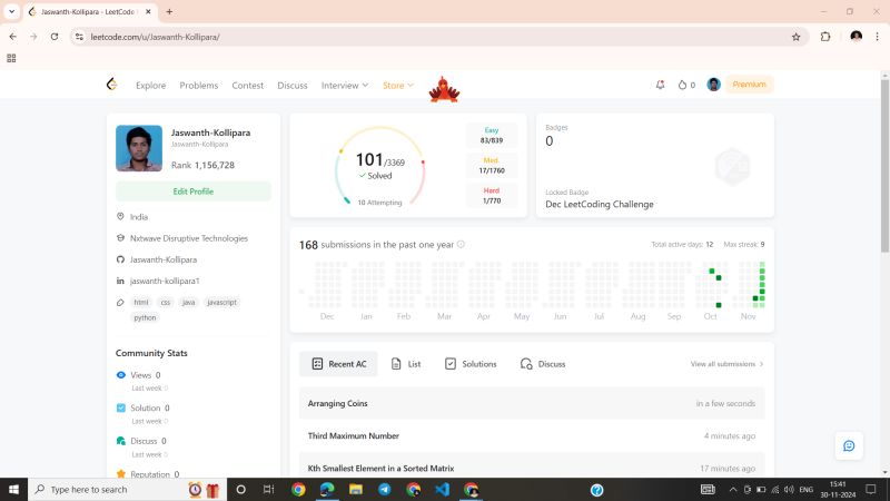 Jaswanth Kollipara on LinkedIn: Solved 100+ problems in LeetCode as of ... Jaswanth Kollipara on LinkedIn: Solved 100+ problems in LeetCode as of ...