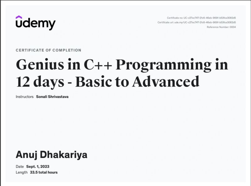 Anuj Dhakariya on LinkedIn: #cplusplus #udemy #continuouslearning # ... Anuj Dhakariya on LinkedIn: #cplusplus #udemy #continuouslearning # ...