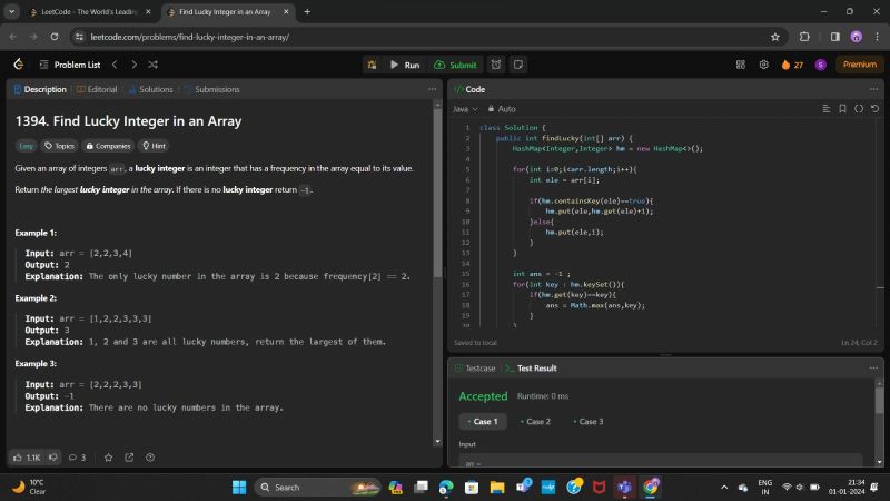 Day 20 of #leetcodechallenge: Find Lucky Integer | Shristi . posted on ... Day 20 of #leetcodechallenge: Find Lucky Integer | Shristi . posted on ...