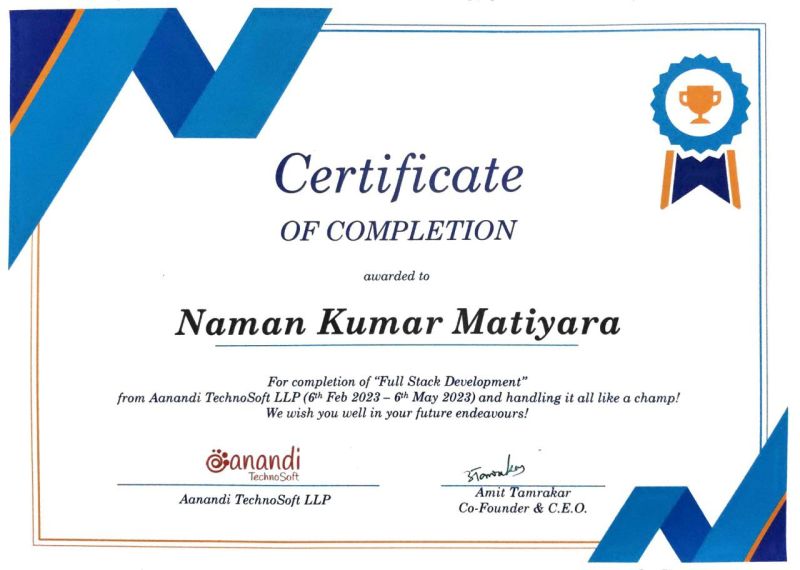 Naman Kumar Matiyara on LinkedIn: I am thrilled to announce that I have ... Naman Kumar Matiyara on LinkedIn: I am thrilled to announce that I have ...