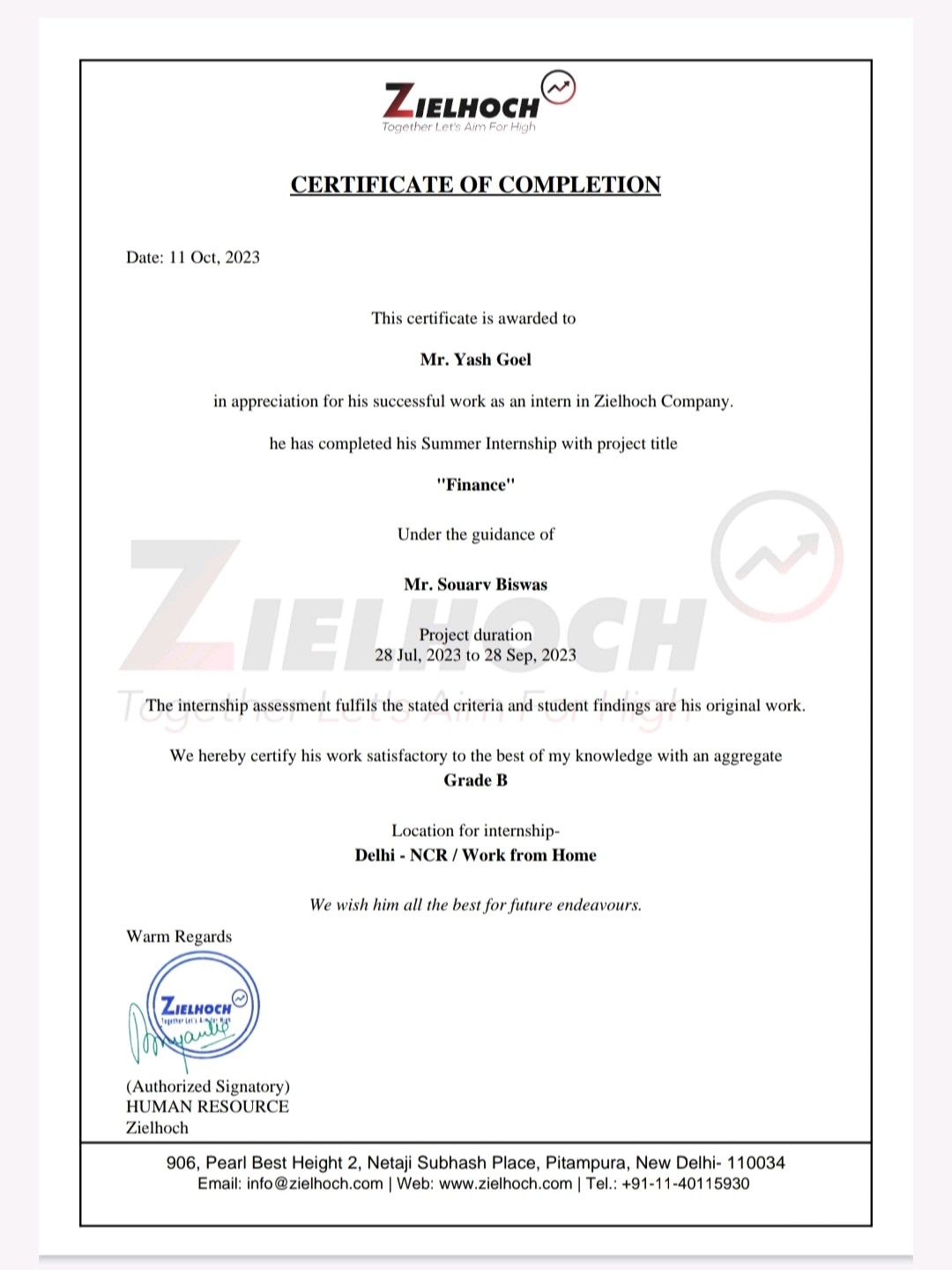 Yash Goel on LinkedIn: Hi, certificate of completion in partial ... Yash Goel on LinkedIn: Hi, certificate of completion in partial ...