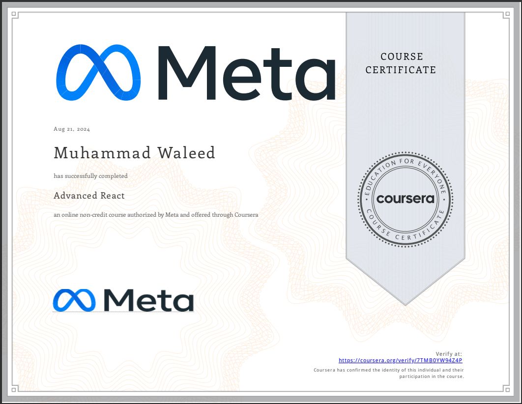Muhammad Waleed on LinkedIn: #coursera #reactjs #frontenddevelopment # ... Muhammad Waleed on LinkedIn: #coursera #reactjs #frontenddevelopment # ...